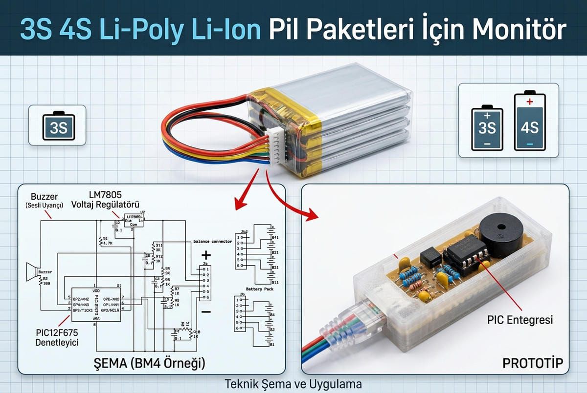 3S 4S Li-Poly Li-Ion Pil Paketleri İçin Monitör - Elektronik Devreler ...